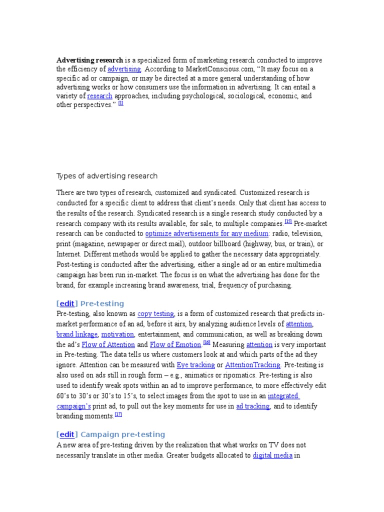 Advertising Research Is A Specialized Form of Marketing Research ...