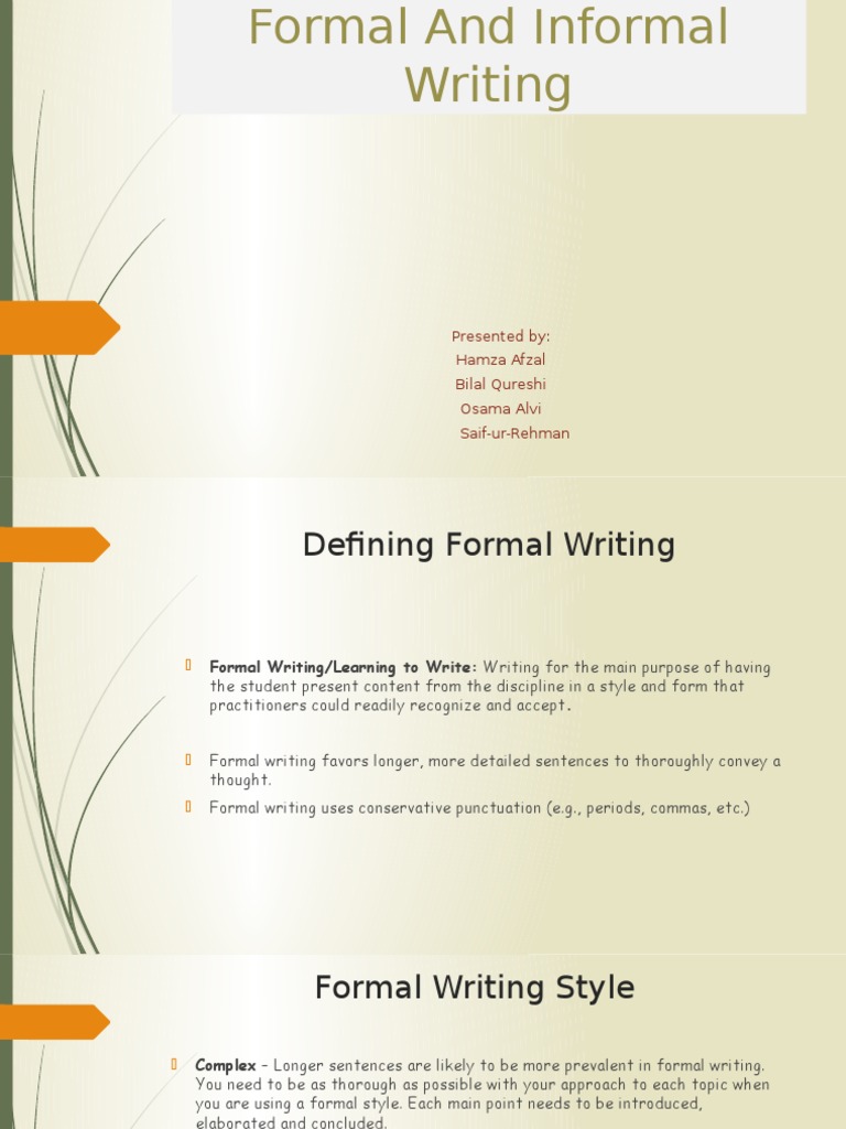 Formal and Informal Writing | PDF | Ellipsis | Writing