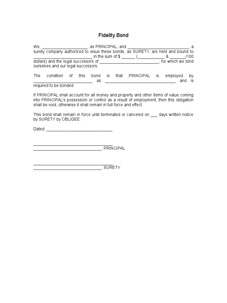 Fidelity Bond | PDF