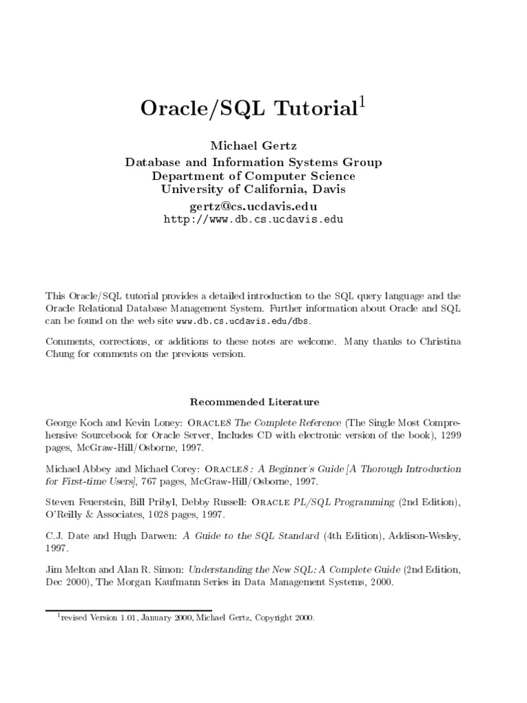Oracle SQL Tutorial | Download Free PDF | Relational Database | Table (Database)