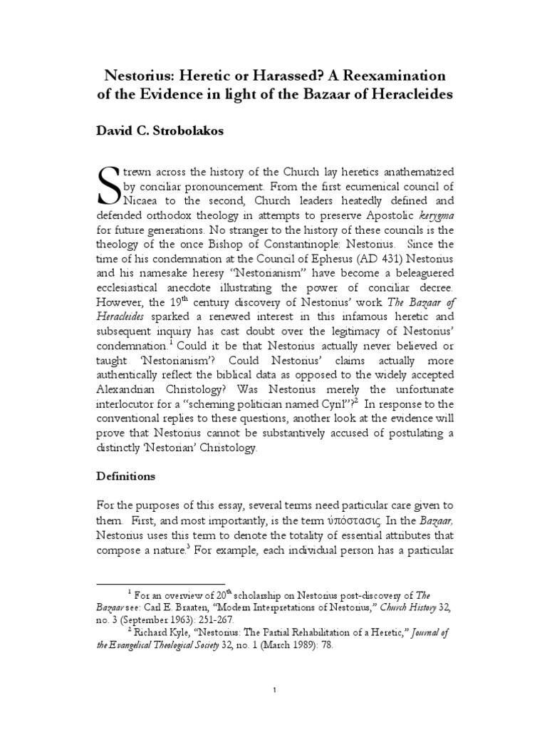 Nestorius: Reexamining His Heresy | PDF | Christology | Christian ...