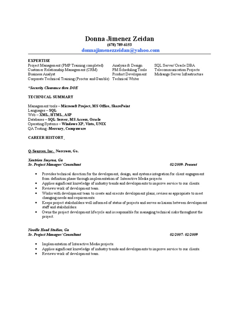 Donna Jimenez Zeidan: Project Management Expert | PDF | Project Manager ...