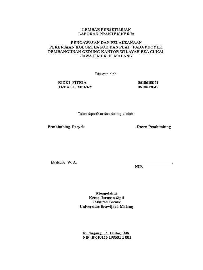 Lembar Persetujuan PKL | PDF