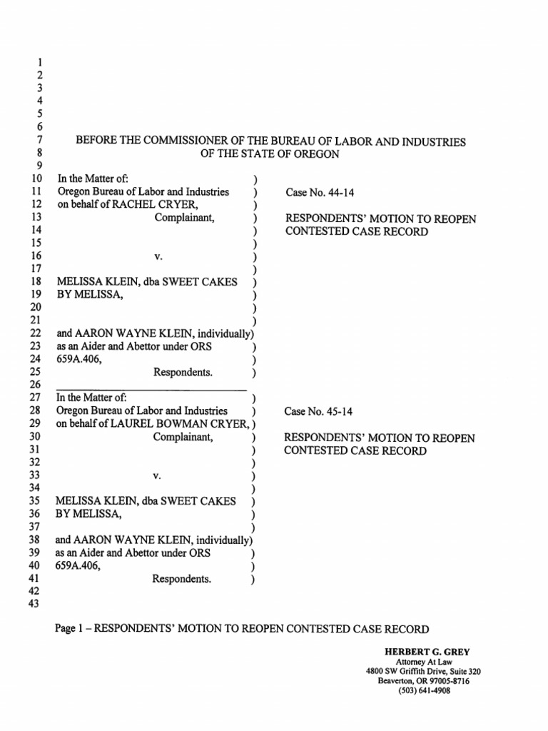 Respondents Motion to Reopen Contested Case Record | Witness | Testimony
