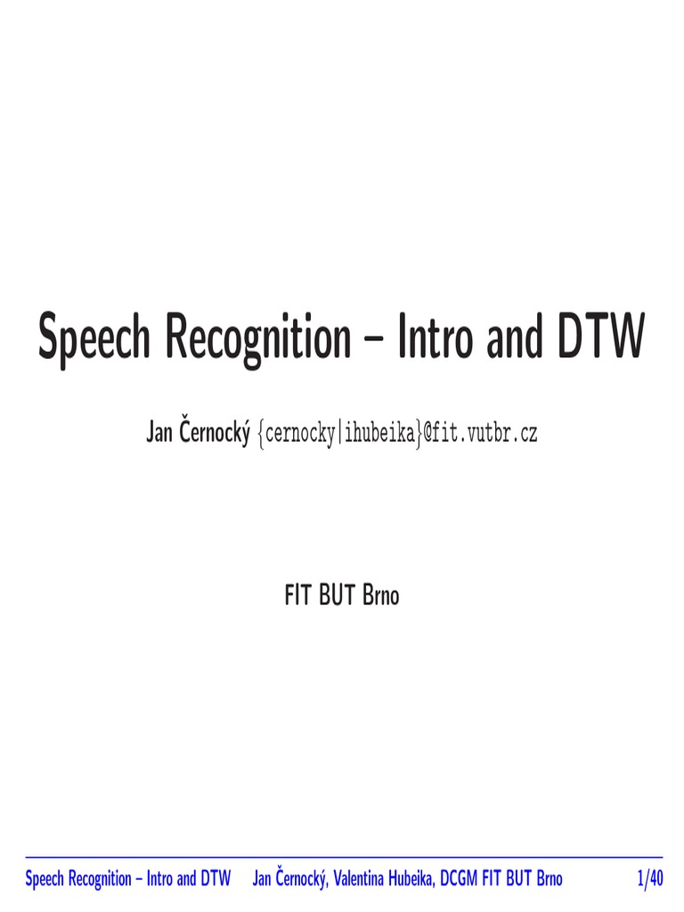Speech Recognition | PDF | Speech Recognition | Applied Mathematics