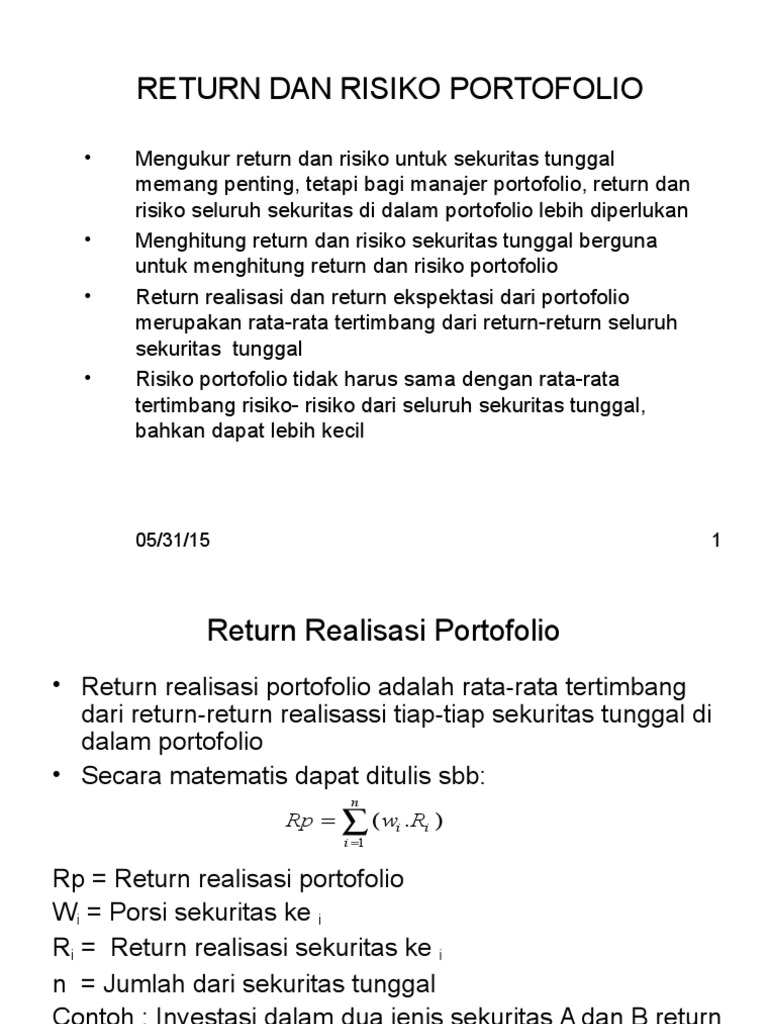 Return Dan Risiko Portofolio | PDF