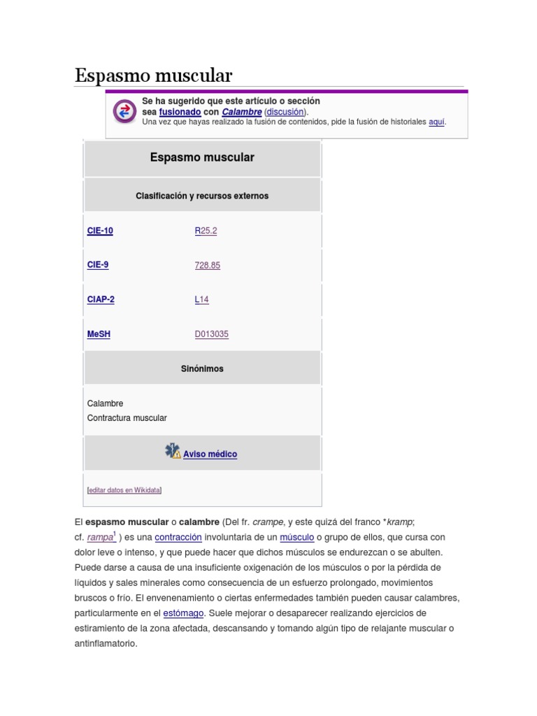 Espasmos Musculares: Causas y Tratamiento | PDF | Especialidades ...