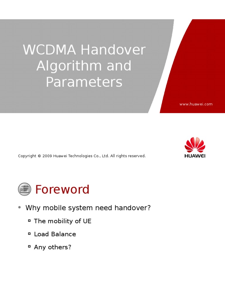 Owo113030 Wcdma Ran11 Handover Algorithm and Parameters Issue102 | PDF | General Packet Radio ...