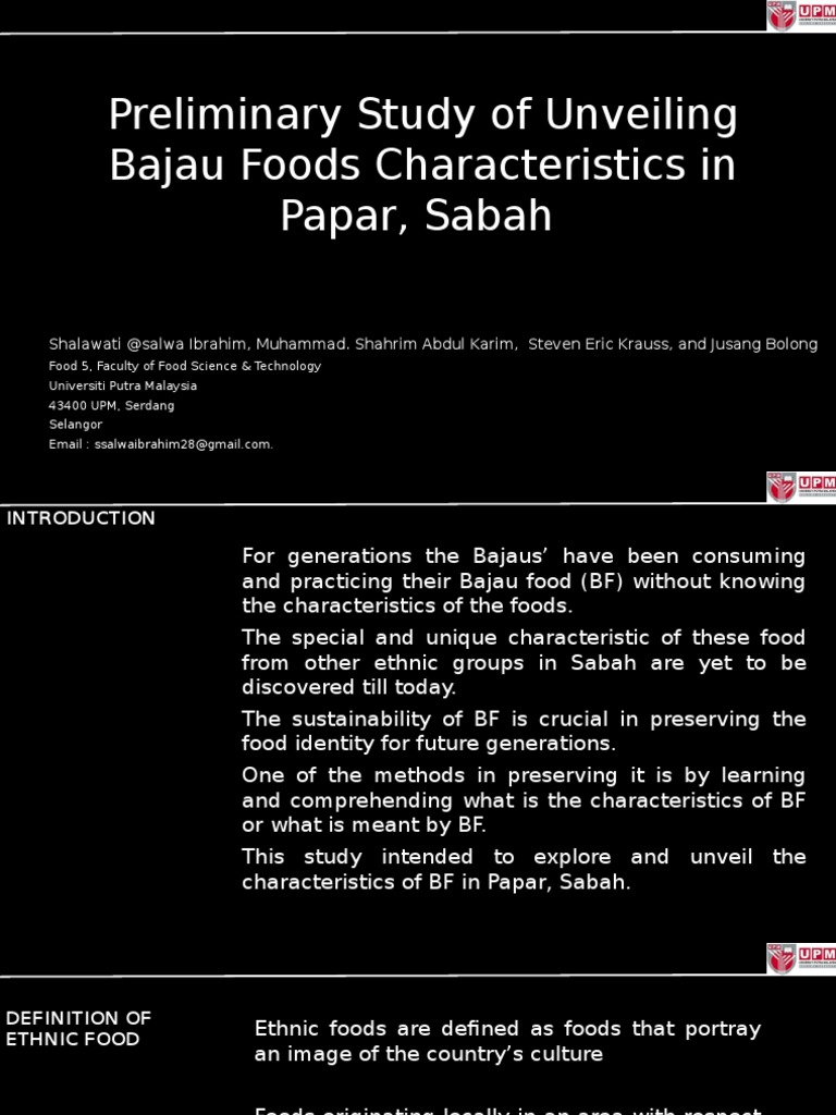 Preliminary Study of Unveiling Bajau Foods Characteristics in Papar ...