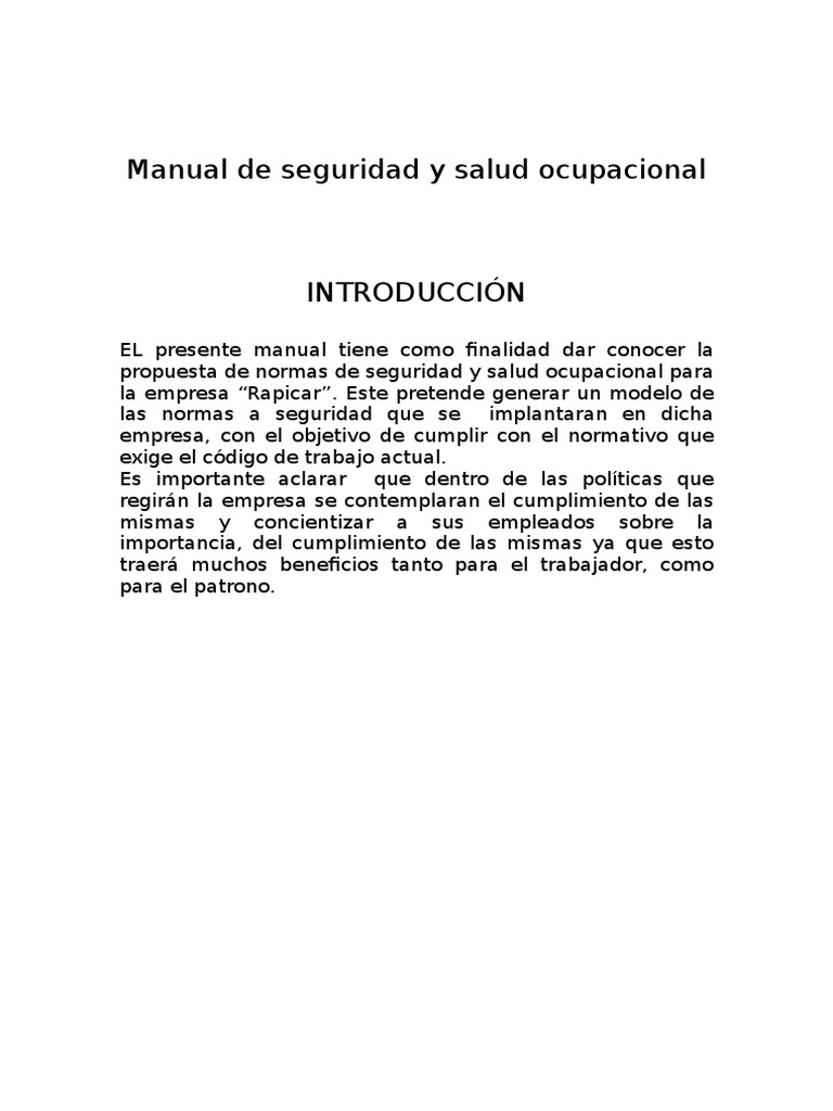 Manual de Seguridad y Salud Ocupacional | PDF | Hvac | Aire acondicionado