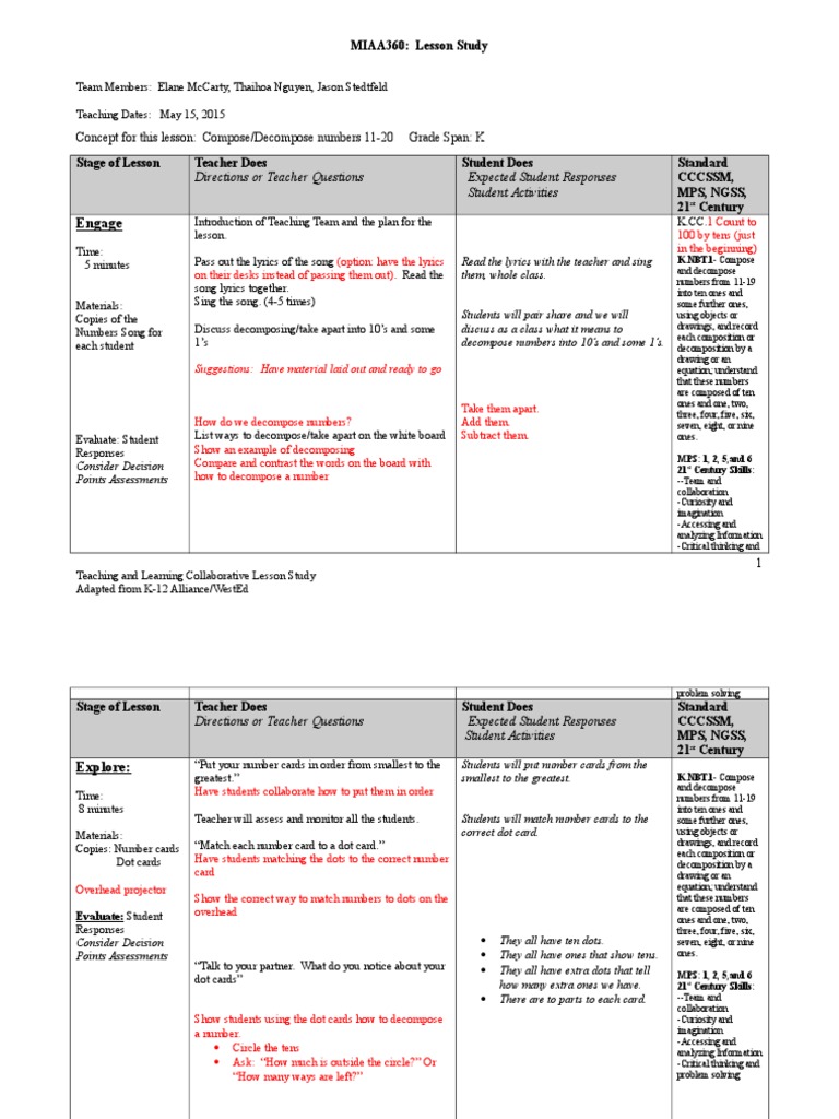 Engage: Concept For This Lesson: Compose/Decompose Numbers 11-20 Grade ...
