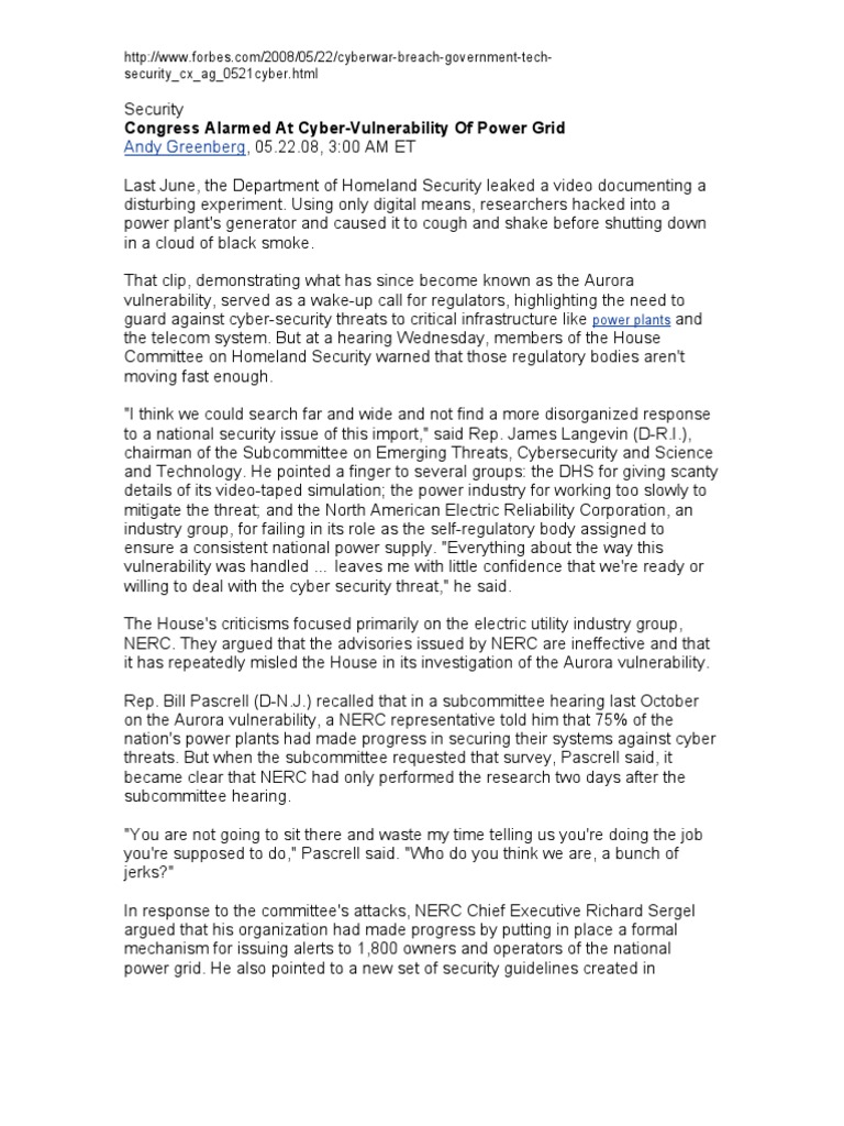 Cyber Security and The Power Grid | PDF | Computer Security | Security