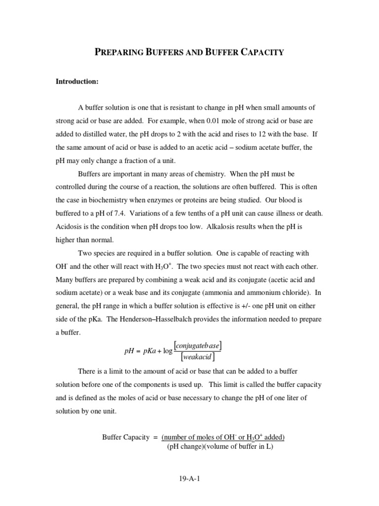Preparing Buffers and Buffer Capacity | PDF | Buffer Solution | Ph