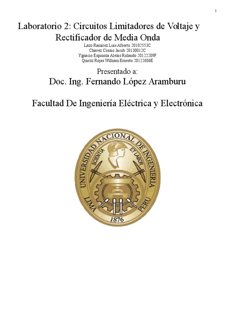 Imforme Final 3 Labo Electronicos UNI | PDF | Rectificador | Diodo