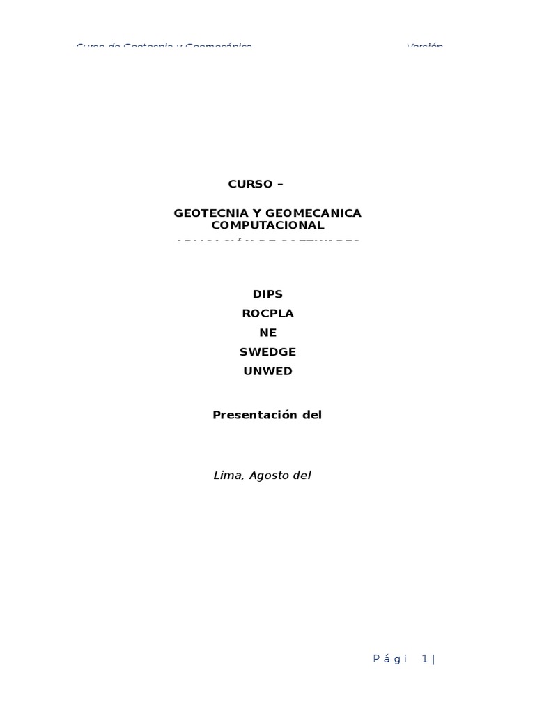 Curso Dips RocPlane Swedge Unwedge RocTopple | PDF | Probabilidad ...