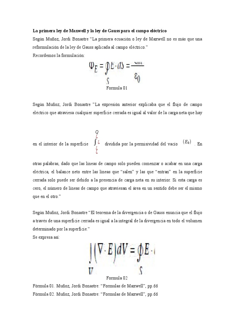 La Primera Ley de Maxwell y La Ley de Gauss Para El Campo Eléctrico ...