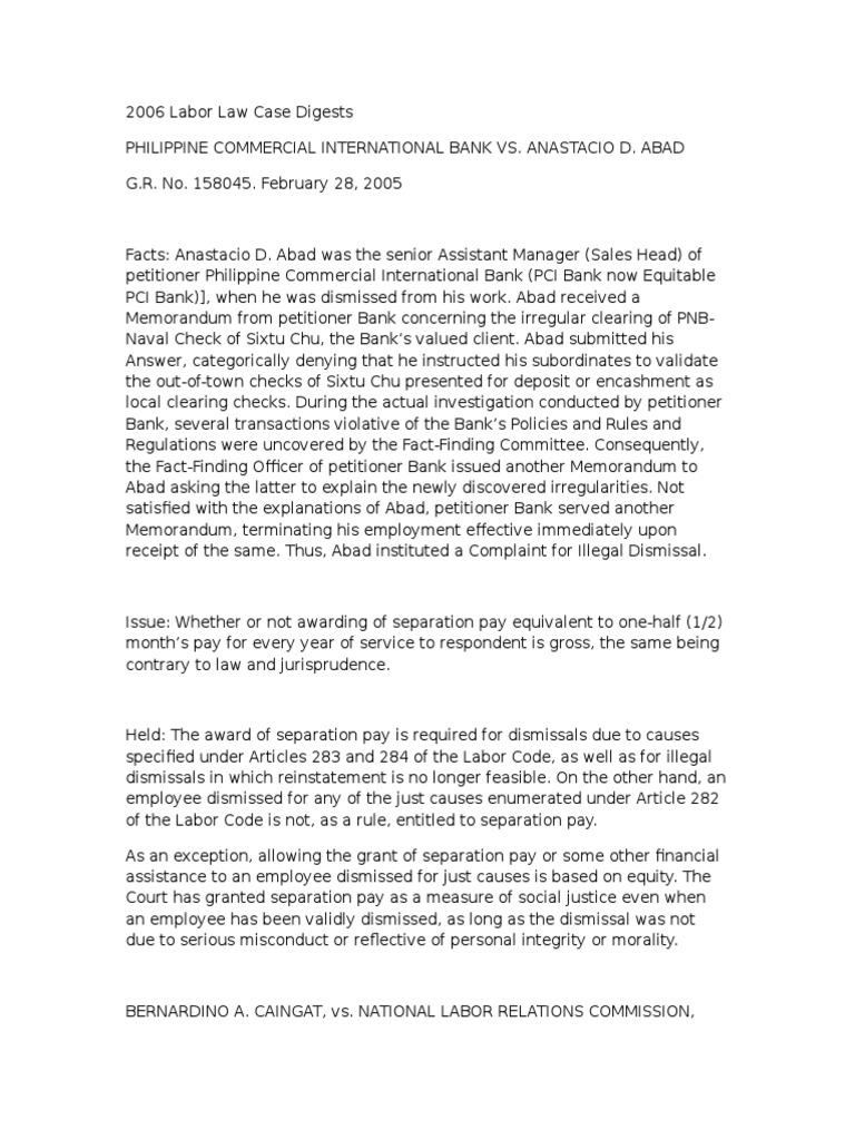 Labor Law Case Digest | PDF | Strike Action | Employment