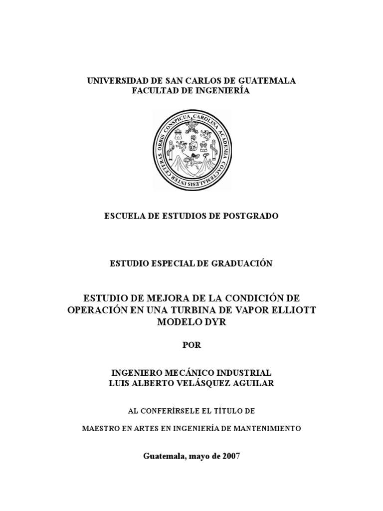 Mejora en Turbina de Vapor Elliott DYR | PDF | Turbina | Guatemala