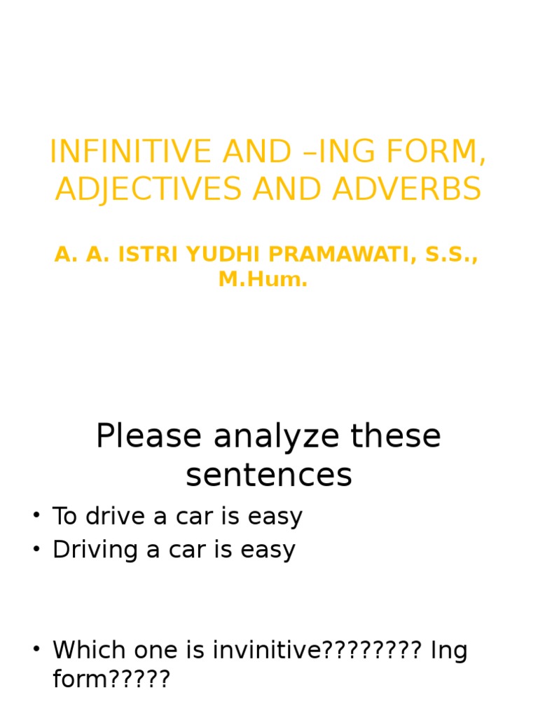 Infinitive and - Ing Form | PDF | Adjective | Verb