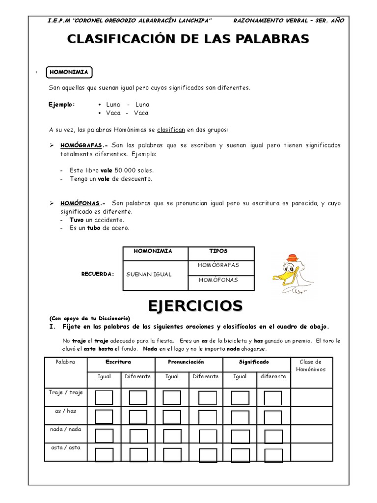 Clasificación de Palabras | PDF | Verbo | Morfología Lingüística