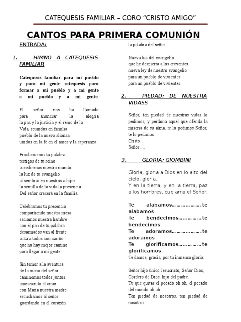 Cantos Para Primera Comunión | Cristo (título) | eucaristía