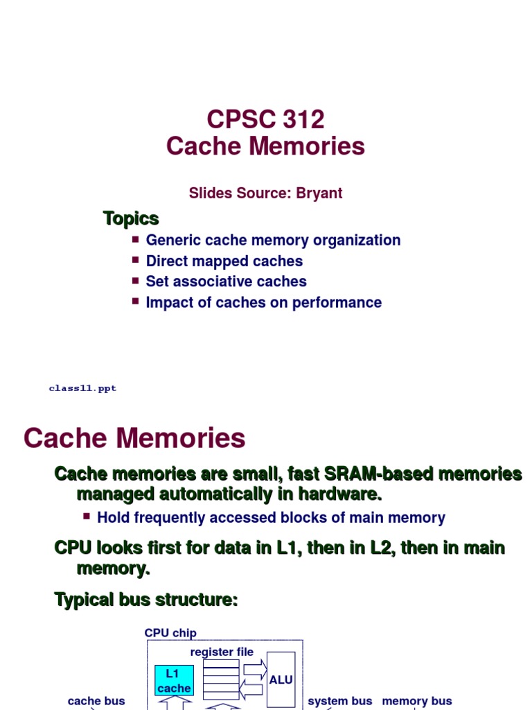 CPSC 312 Cache Memories: Topics | PDF | Cpu Cache | Data