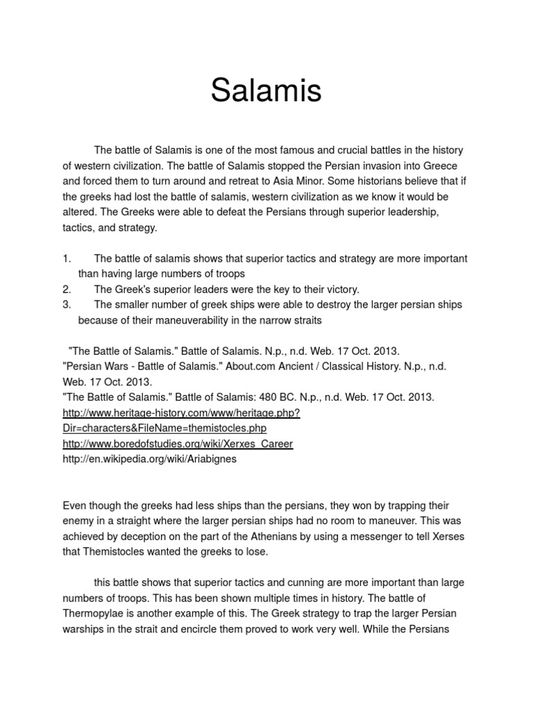 Victory at Salamis: Tactics Over Numbers | PDF | Achaemenid Empire ...