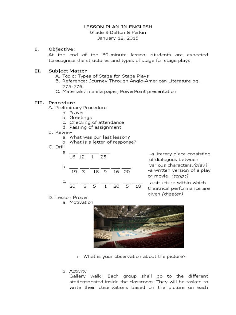 Types of Stage - Final Demo | PDF | Theatre | Lesson Plan