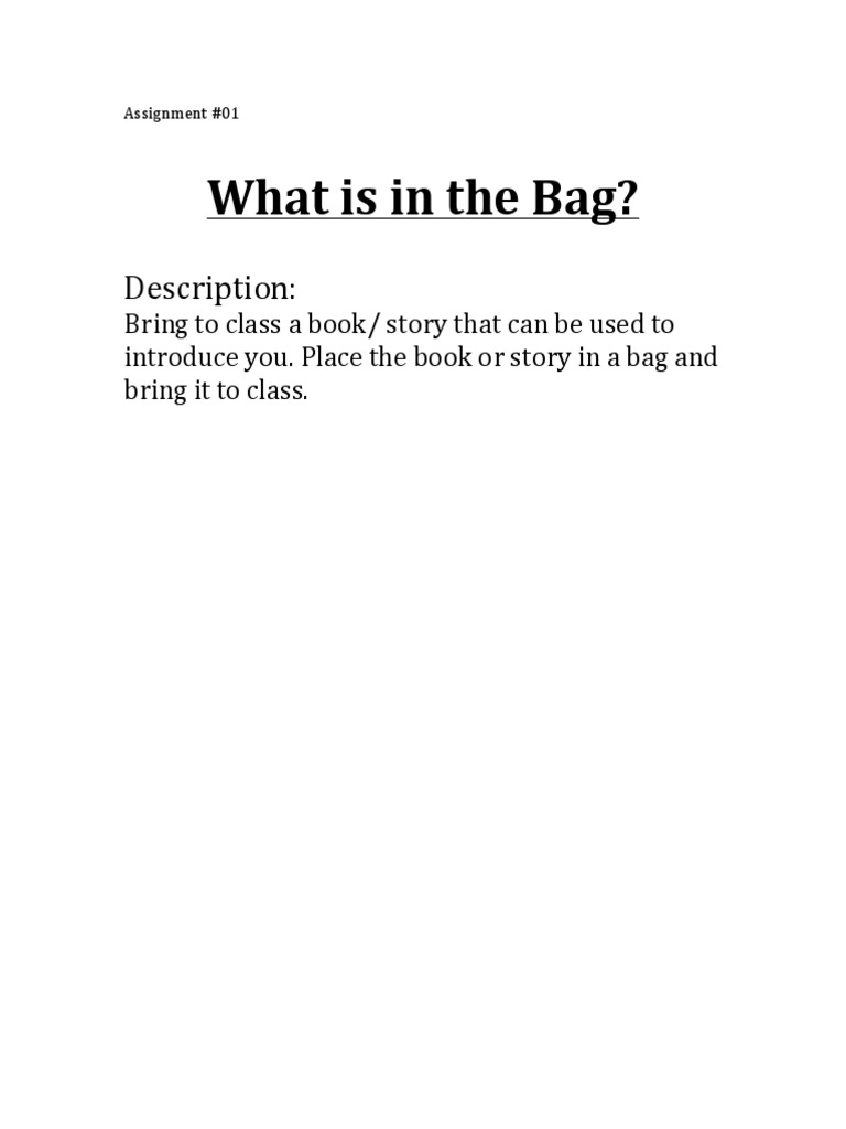 Class Introduction Assignment: Book Bag | PDF