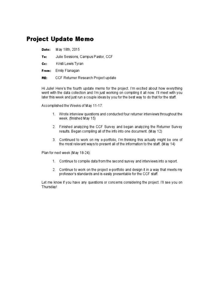Project Update Memo 4 | PDF