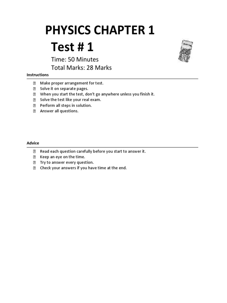 Physics Chapter 1 Test | PDF