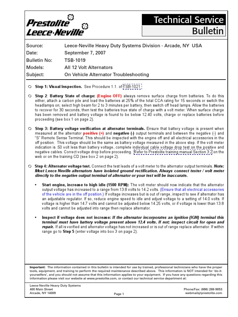 Alternator Troubleshooting Pdf Voltage Headlamp