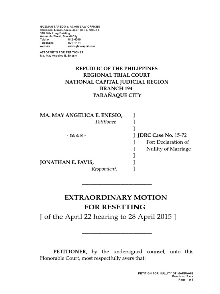 Motion for Resetting | Courts | United States Law
