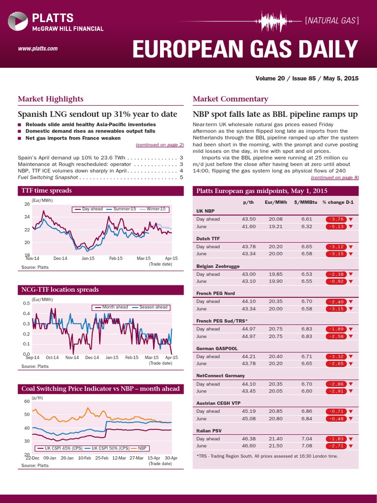 Euro Gas Daily | PDF | Natural Gas | Turkmenistan
