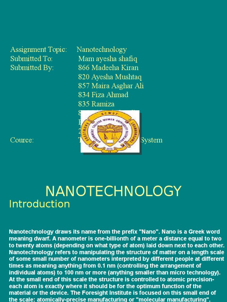 Nanotechnology Powerpoint Pdf Nanotechnology Futurology