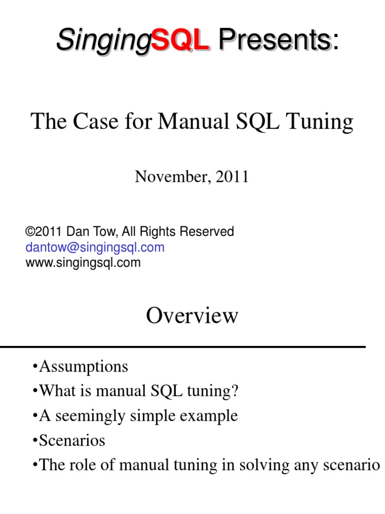 Dan Tow Manual SQL Tuning | PDF | Database Index | Sql