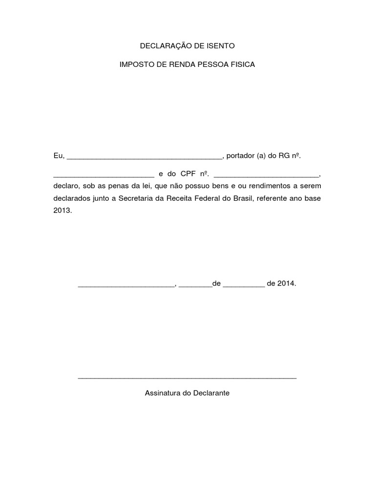Modelos de Declarações PDF | PDF | Imposto de Renda | Economias