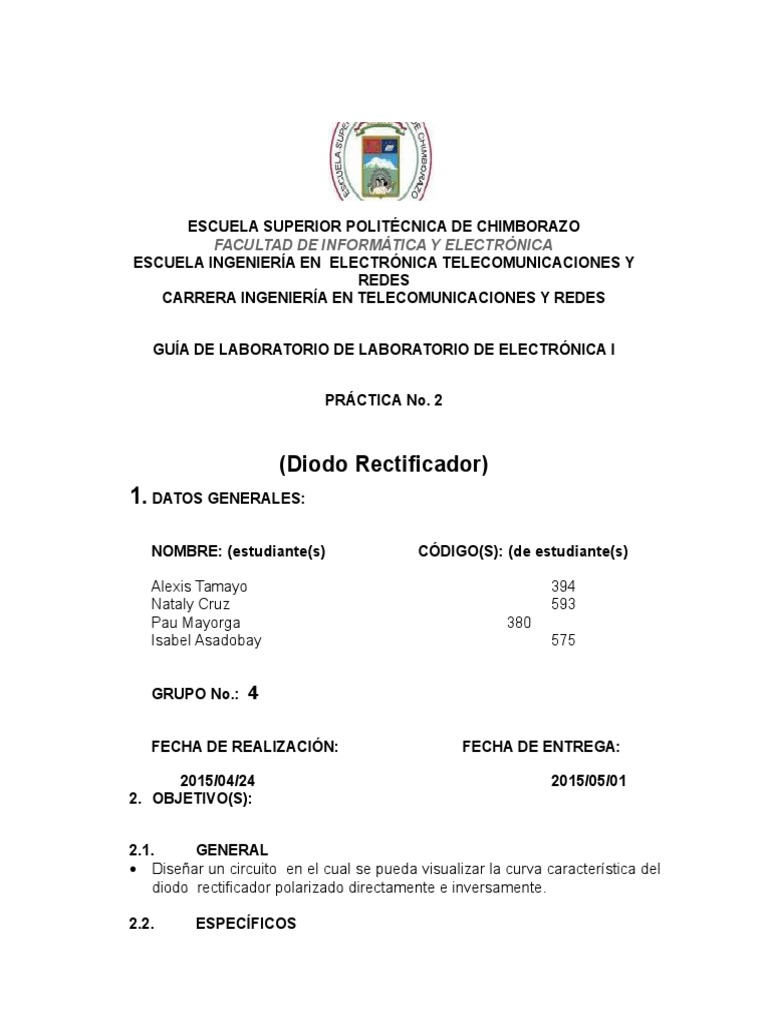 Informe DIODO RECTIFICADOR | PDF | Diodo | Rectificador