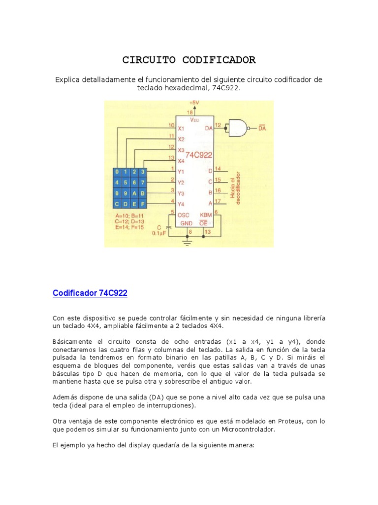 Circuito Codificador | PDF | Microcontrolador | Teclado