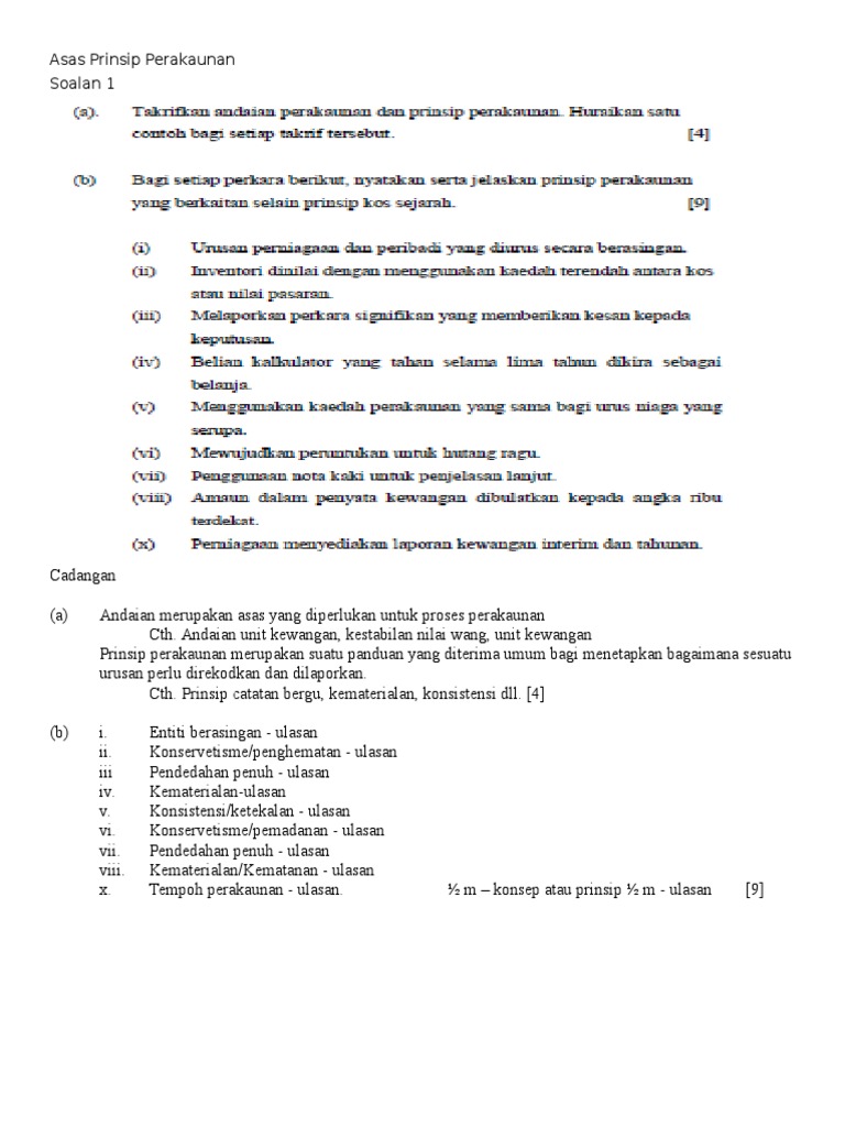 Asas Prinsip Perakaunan | PDF