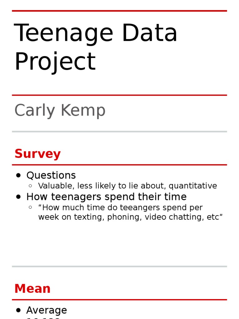 Teenagers' Weekly Screen Time Survey | PDF