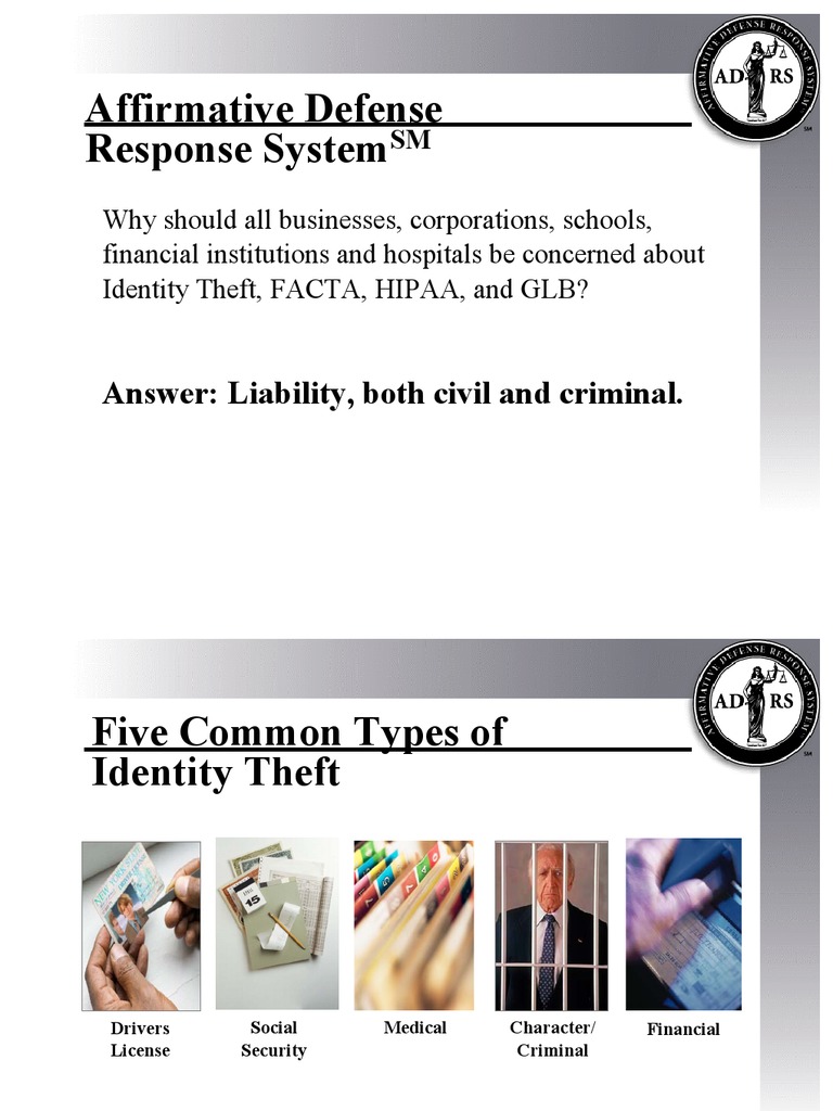 Affirmative Defense Response System: Answer: Liability, Both Civil and ...