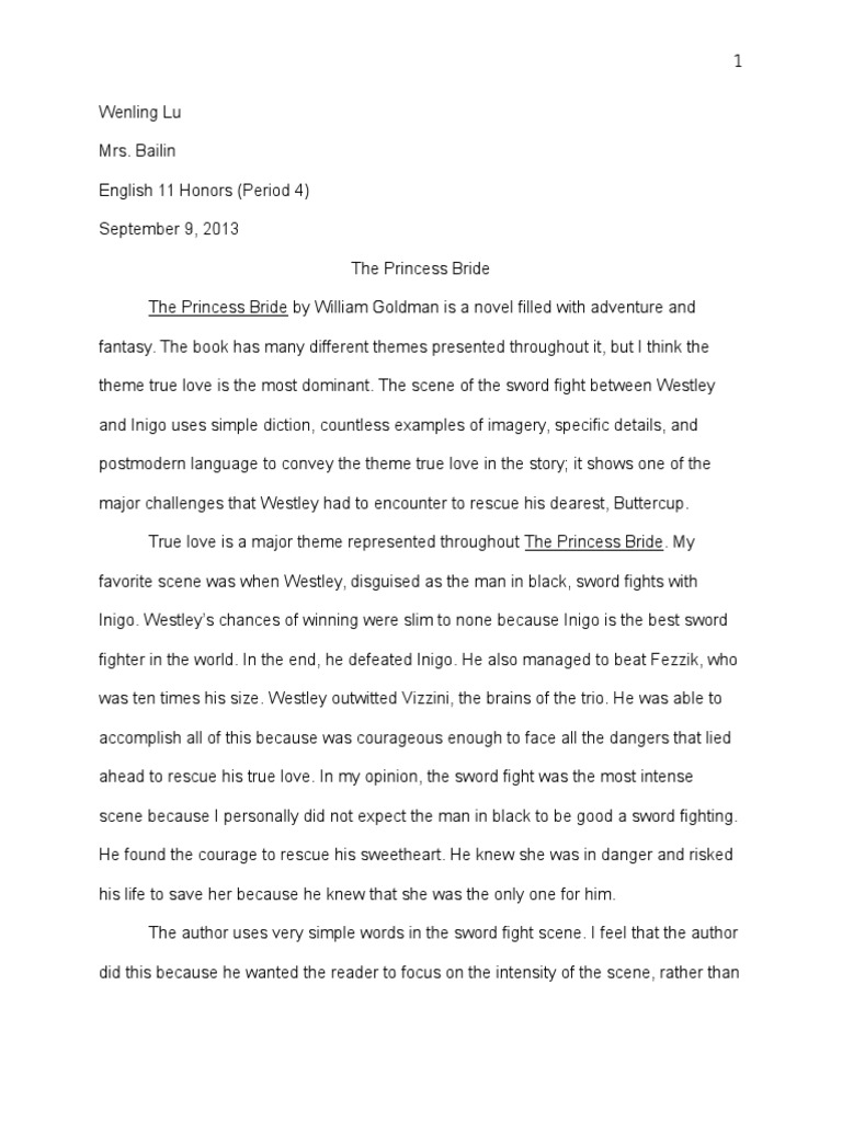 The Princess Bride: True Love Theme Analysis | PDF | Mystery, Thriller ...