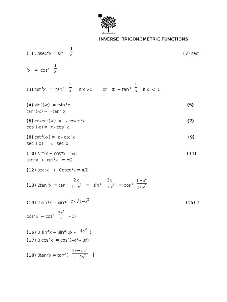 Properties and Relationships of Inverse Trigonometric Functions | PDF