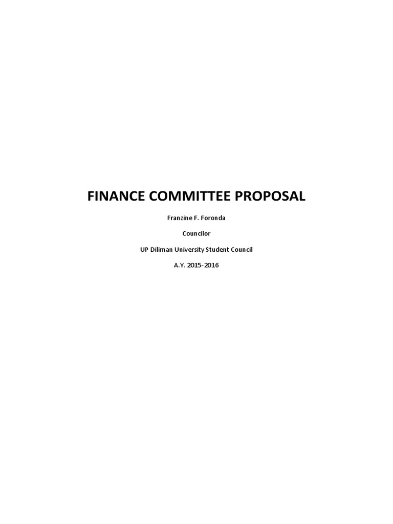 Finance Committee Proposal - Foronda, Baba | PDF | Cash Flow Statement ...