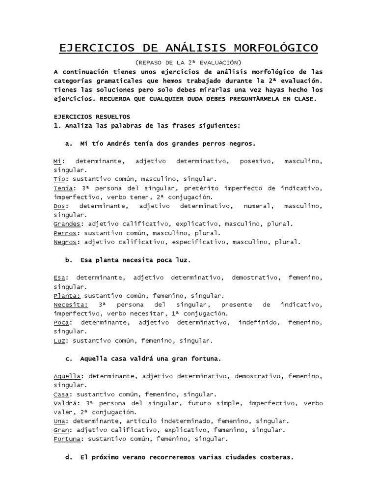 analisis morfologico | Adjetivo | Sustantivo