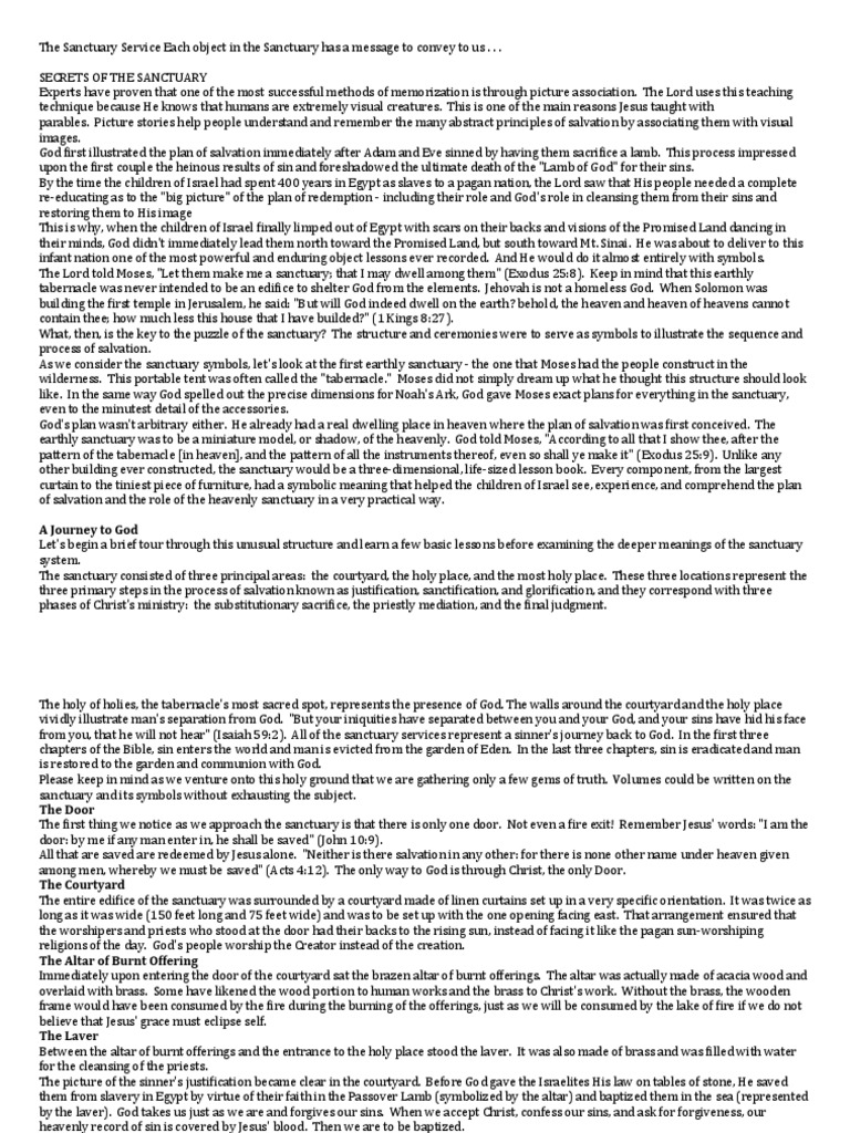 The Sanctuary Service Each Object in The Sanctuary Has A Message To ...