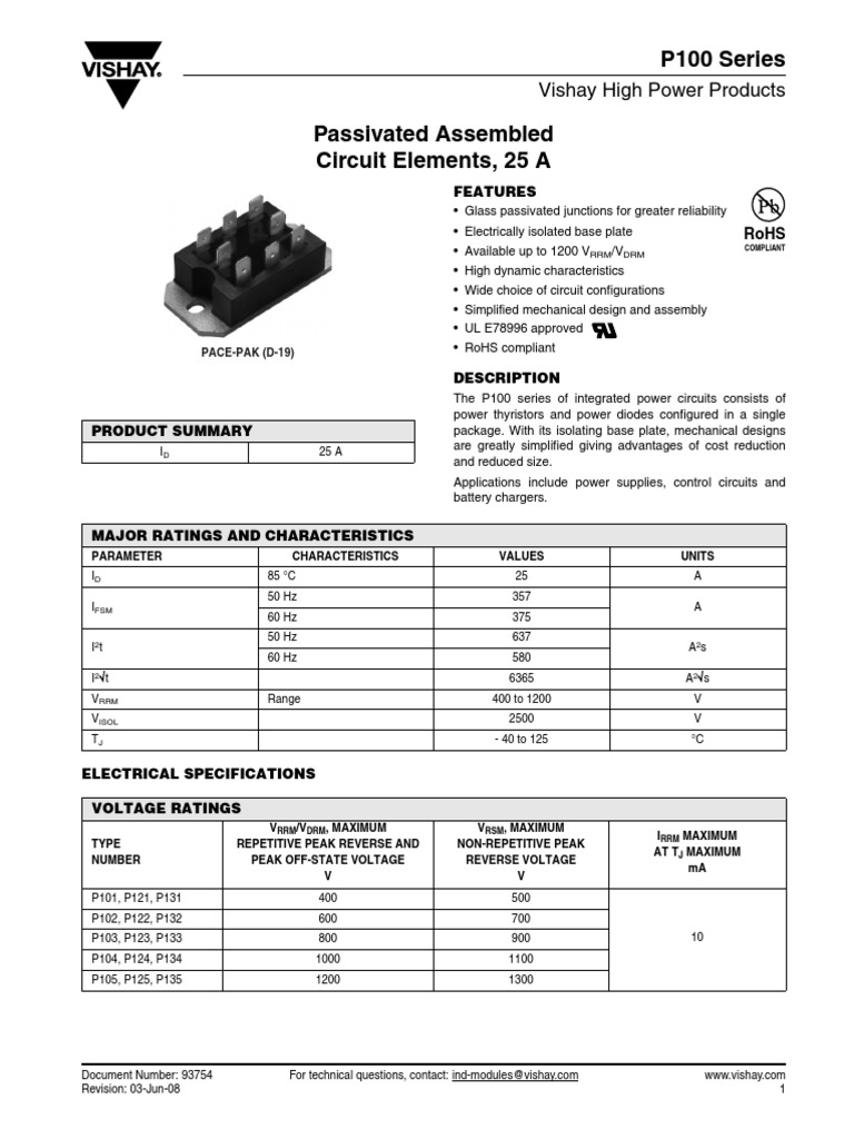 Especificação Módulo Tiristor P135 | PDF | Electromagnetism ...