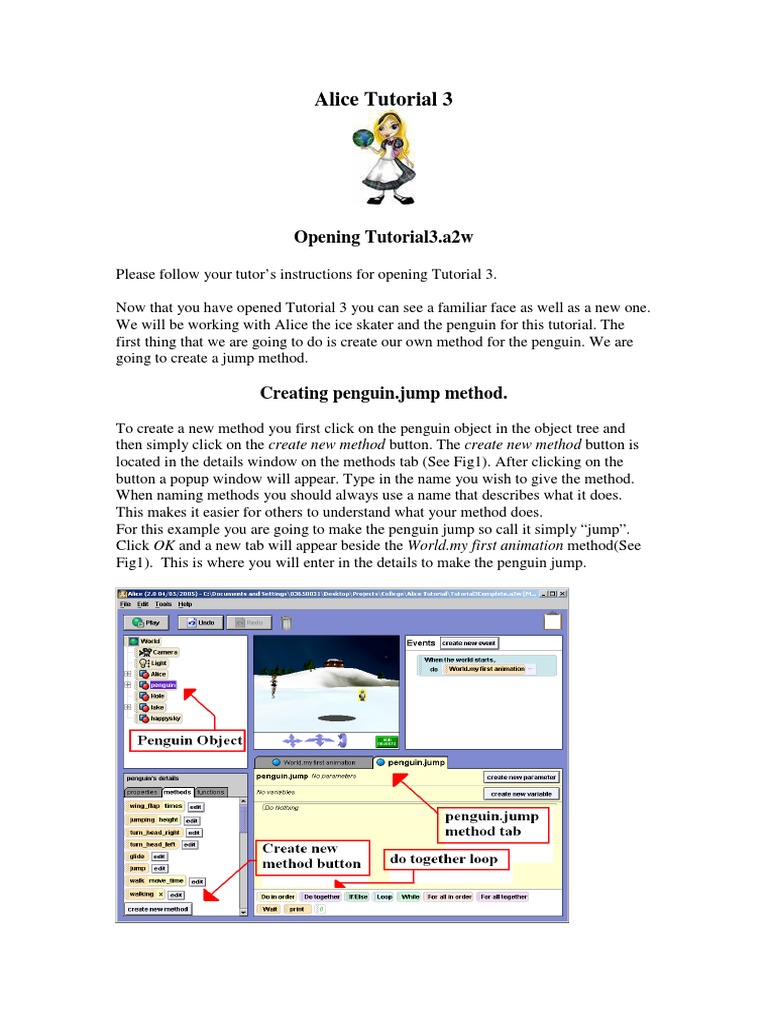 Alice Tutorial 3: Opening Tutorial3.a2w | PDF