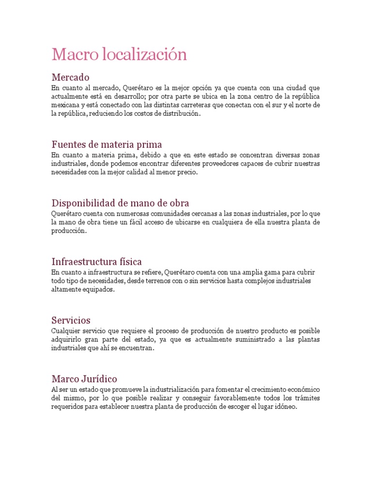 Macro y Micro Localización | PDF | Macroeconómica | Aguas residuales